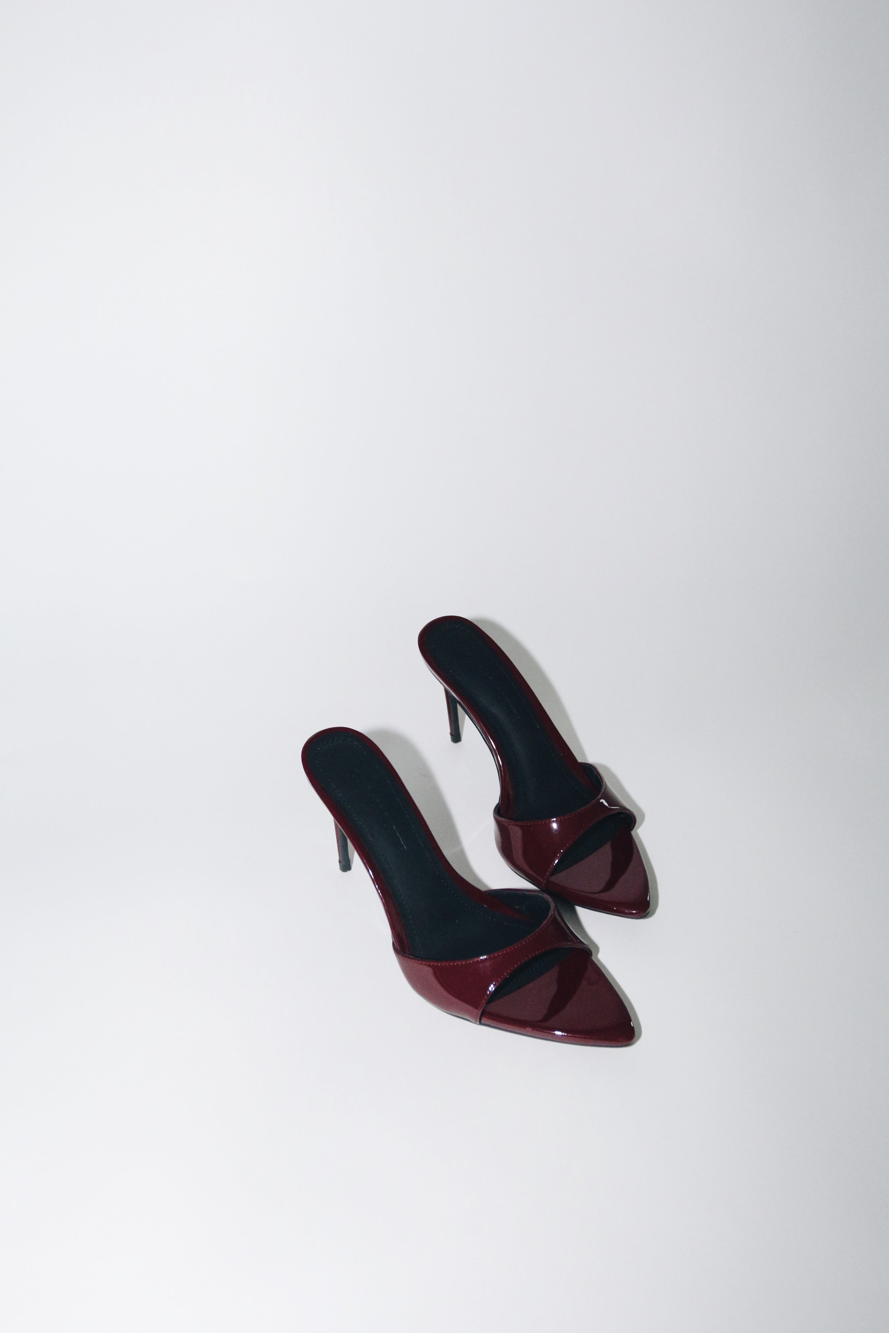 Gia Wine Patent Leather Vegan Mules 80 mm (Elongated Toe) – Cult of ...