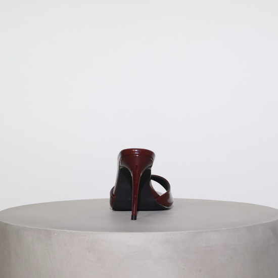 Gia Wine Patent Leather Vegan Mules 80 mm (Elongated Toe) – Cult of ...