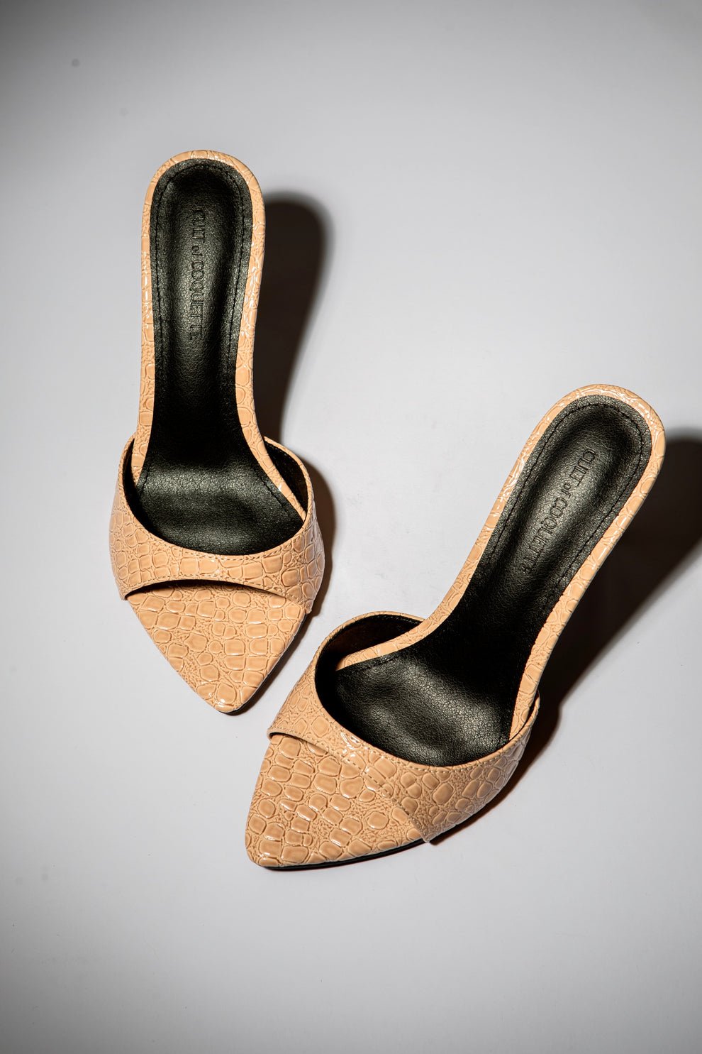 Gia Nude Croc Patent Vegan Mules 80 mm – Cult of Coquette