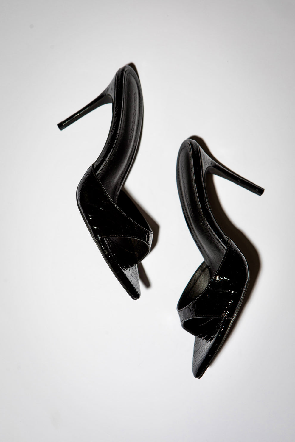 Gia Black Croc Patent Vegan Mules 80 mm – Cult of Coquette