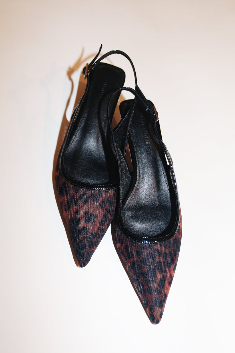Jenna Mesh Leopard Kitten Heel Slingback 40 mm – Cult of Coquette